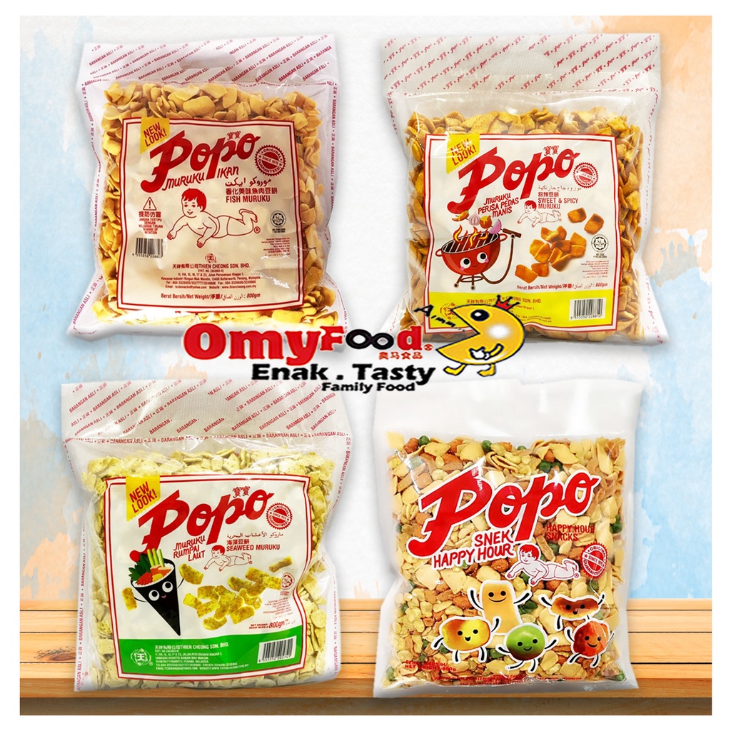 800g 700g PoPo Muruku Ikan [Original / Sweet & Spicy/Seaweed/Snek Snack ...