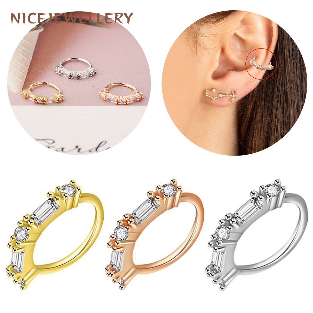 Crystal Hoop Earrings Stainless Steel Septum Piercings Rhinestone ...