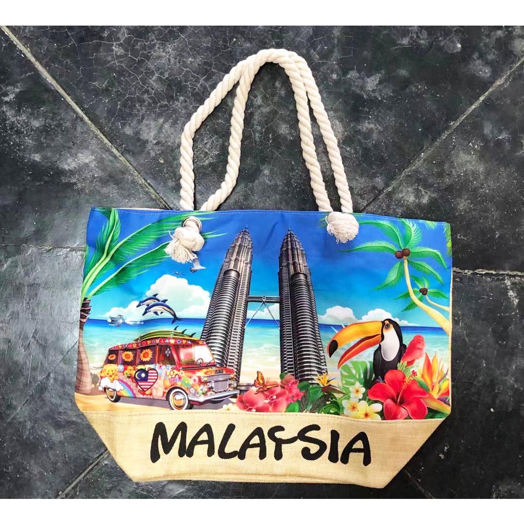 MALAYSIA KLCC PENANG BALI EMBROIDERY HANDBAG / RECYCLE BAG SOUVENIR ...