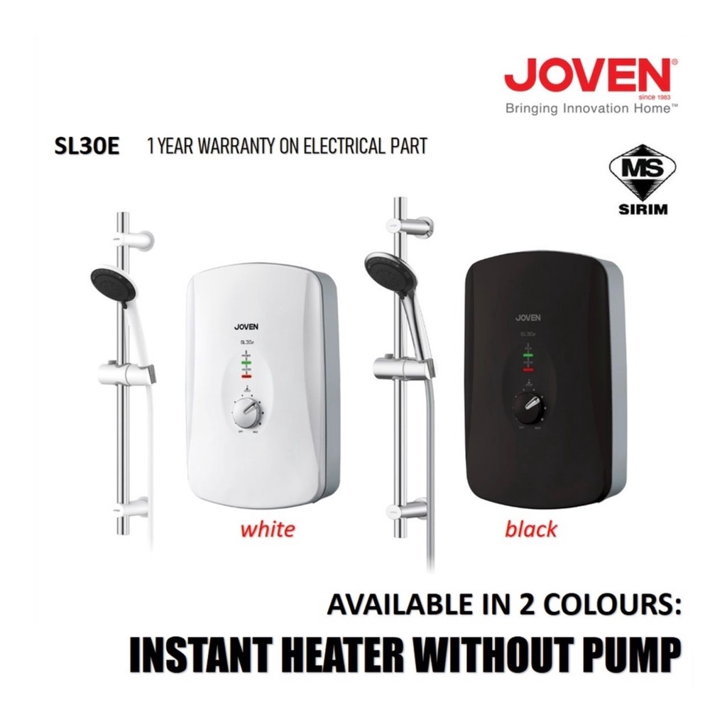 Joven SL30 Series Instant Water Heater with DC Pump Rain Shower SL30E ...