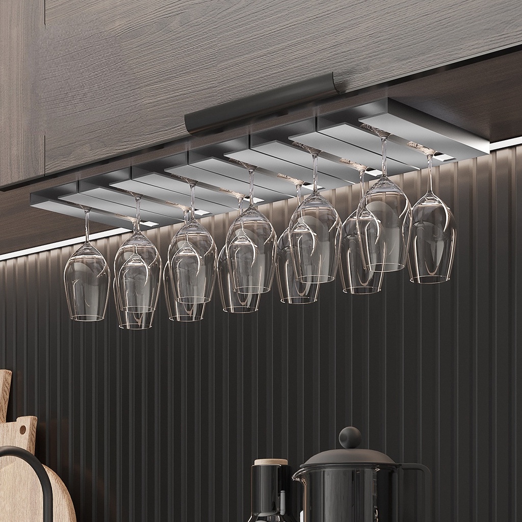 Wine Glasses Holder Bartender Stemware Hanging Rack Under Cabinet ...