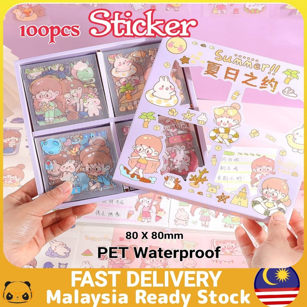 100PCS PET Waterproof Cute Sticker DIY Journal Diary Decorative ...