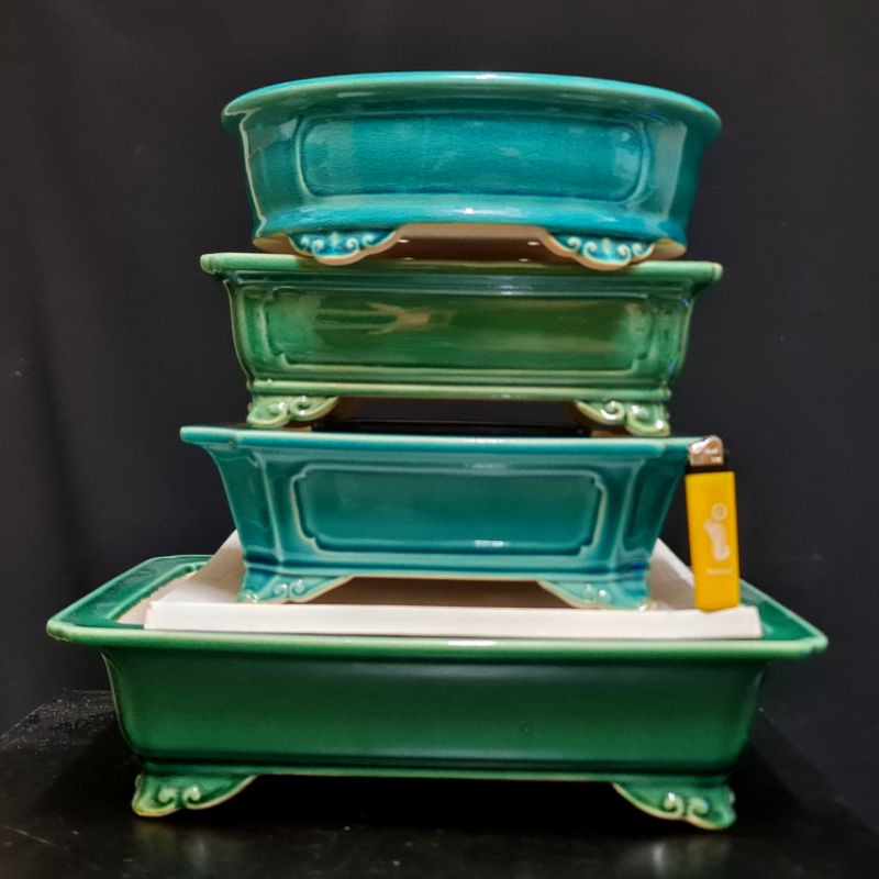 bonsai pot pasu bonsai 24 to 38cm 美丽的盆景花瓶 klasik glaze | Shopee Malaysia