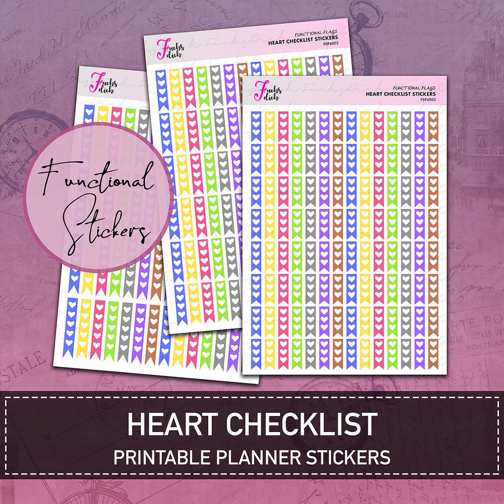 FuchsDich Printable Heart Checklist Stickers | PDF File | Functional ...