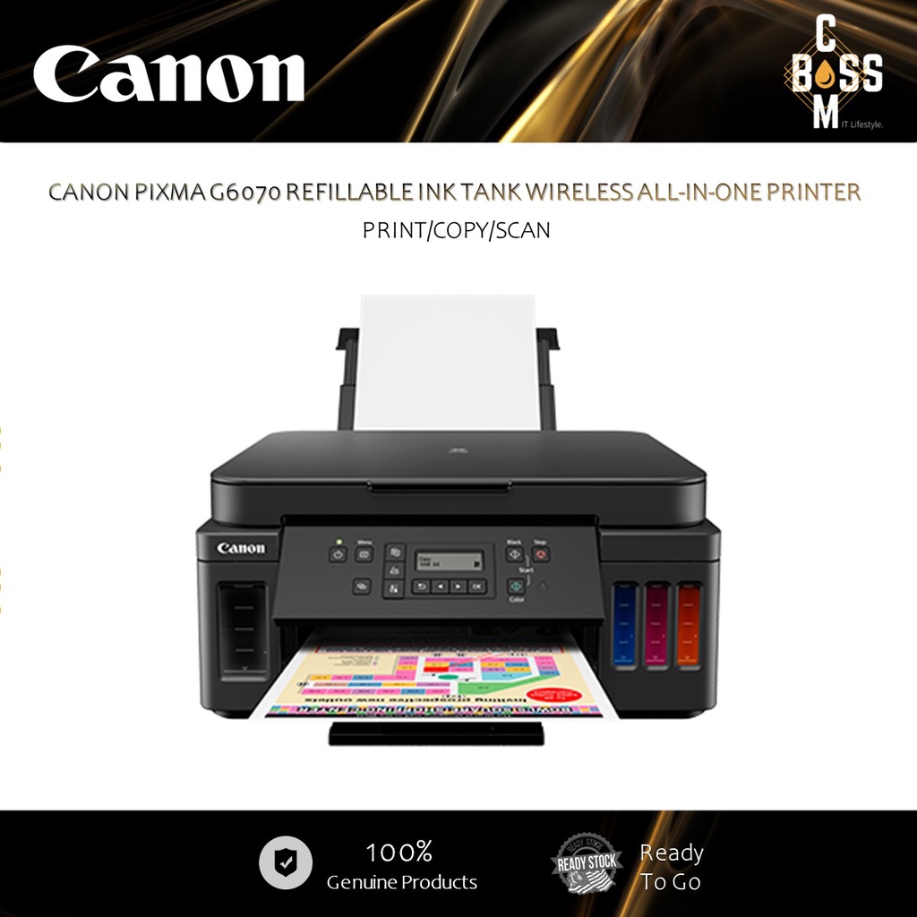 CANON PIXMA G6070 REFILLABLE INK TANK WIRELESS ALL-IN-ONE PRINTER ...