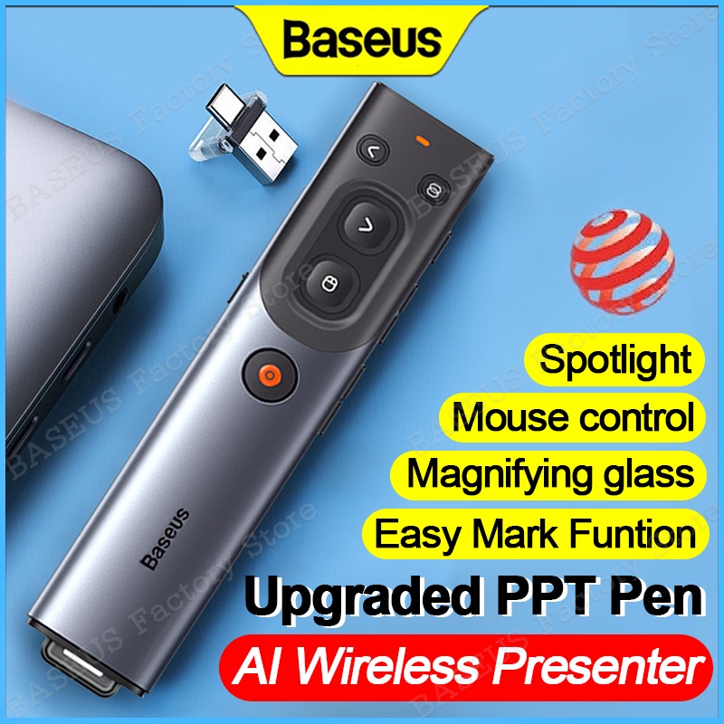 Baseus AI Wireless Demonstrator Red dot USB C Laser pen Remote control ...