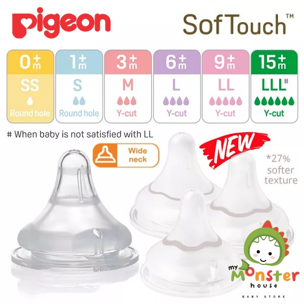 Original Pigeon SofTouch Peristaltic PLUS Wide-Neck Nipple | Shopee Malaysia