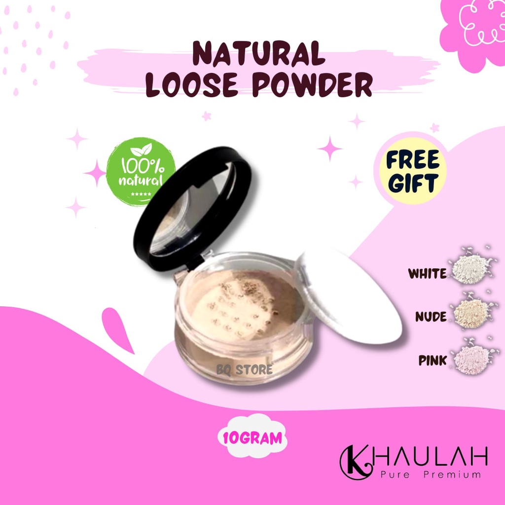 KHAULAH | NATURAL LOOSE POWDER | WHITE | PINK | NUDE | SET PENJAGAAN ...