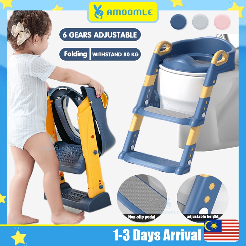Baby Toilet Bowl Potty Ladder Training Seat Adjustable Folding Toilet ...