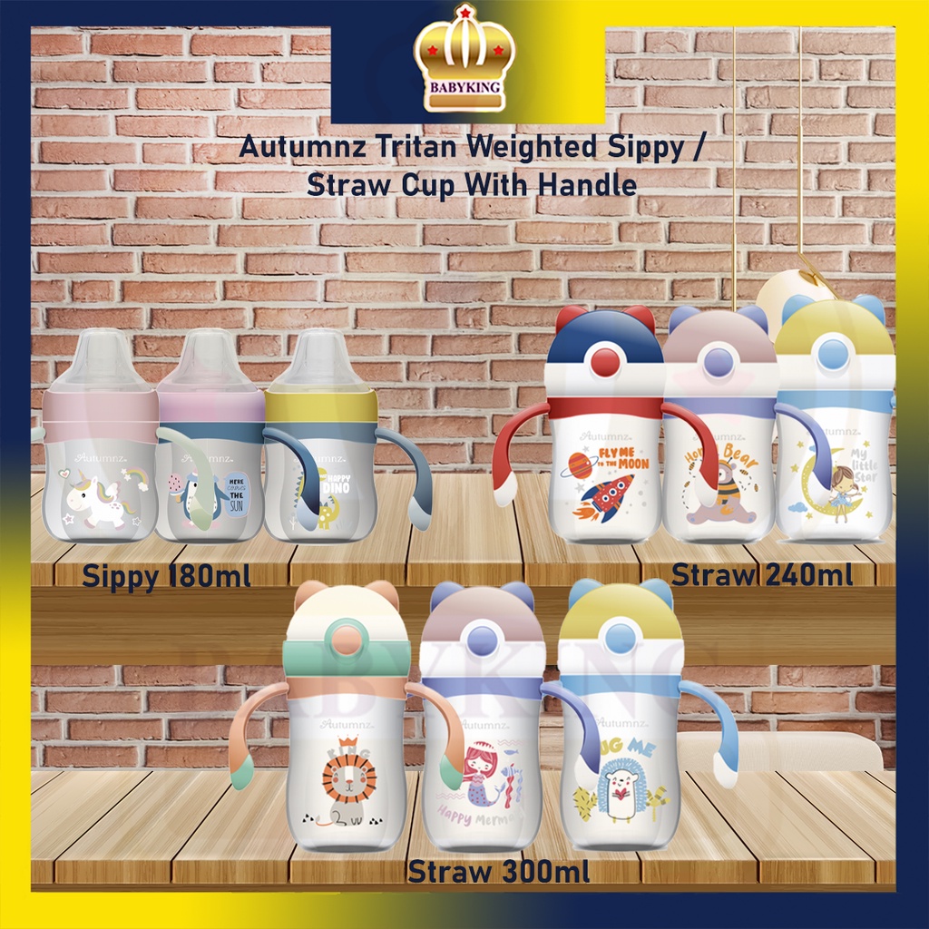 Original Autumnz Tritan Weighted Straw Cup Spout Sippy Cups With Handle ...