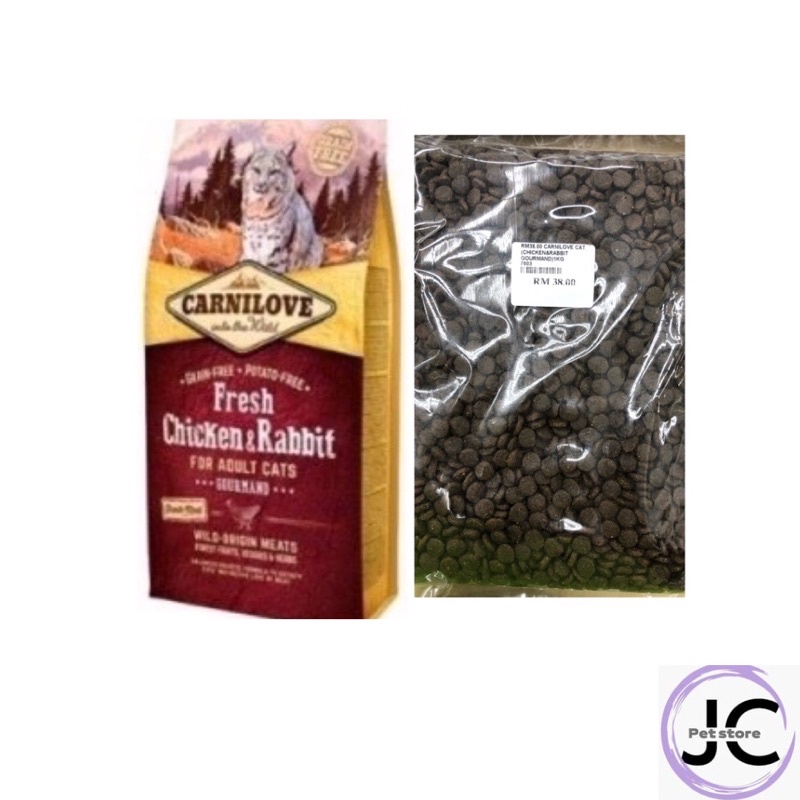 Carnilove Grain Free Adult Fresh Chicken & Rabbit Gourmand Cat Food 1kg ...