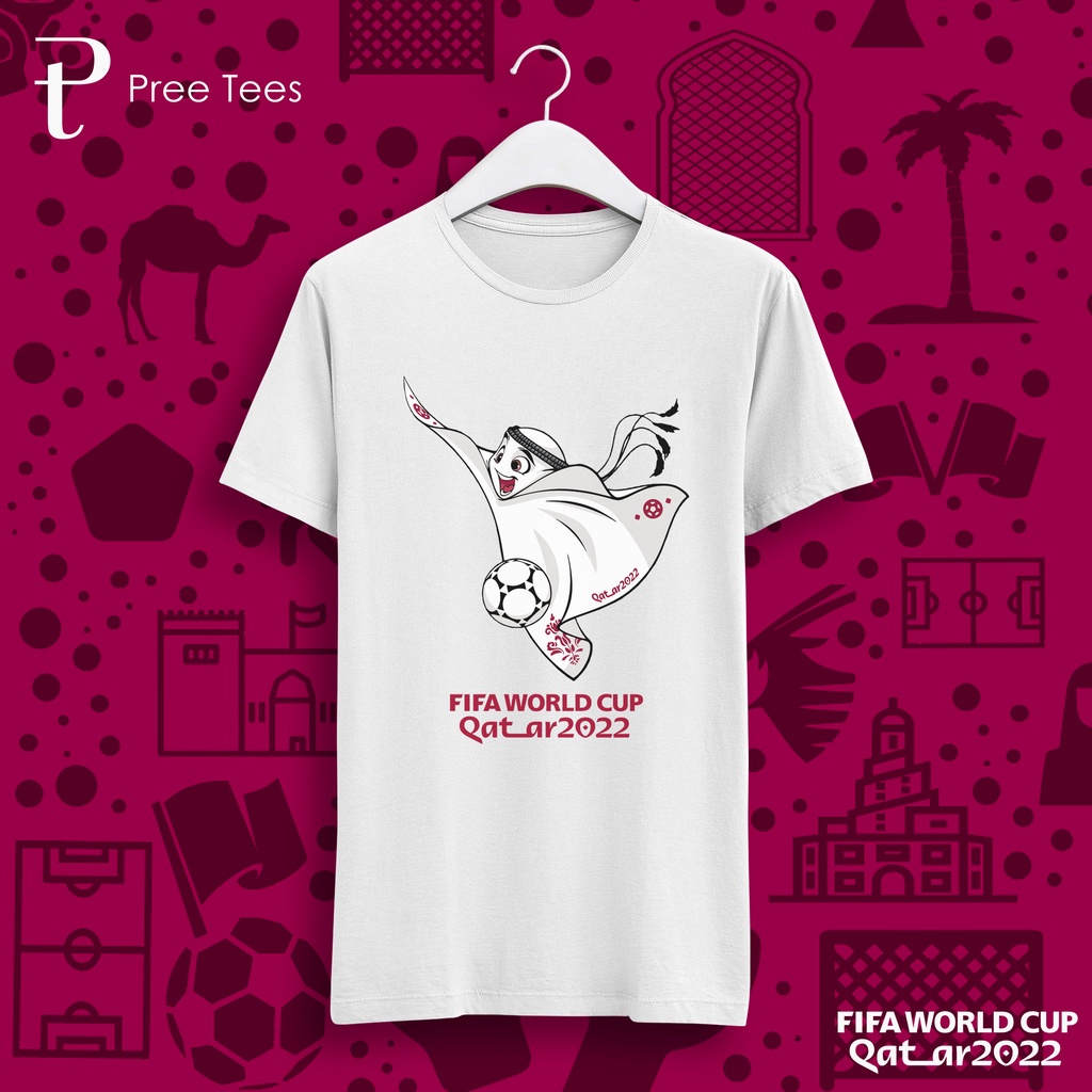 2022 World Cup T-shirt World Cup Mascot Laeeb 1 Cotton Combed | Shopee ...