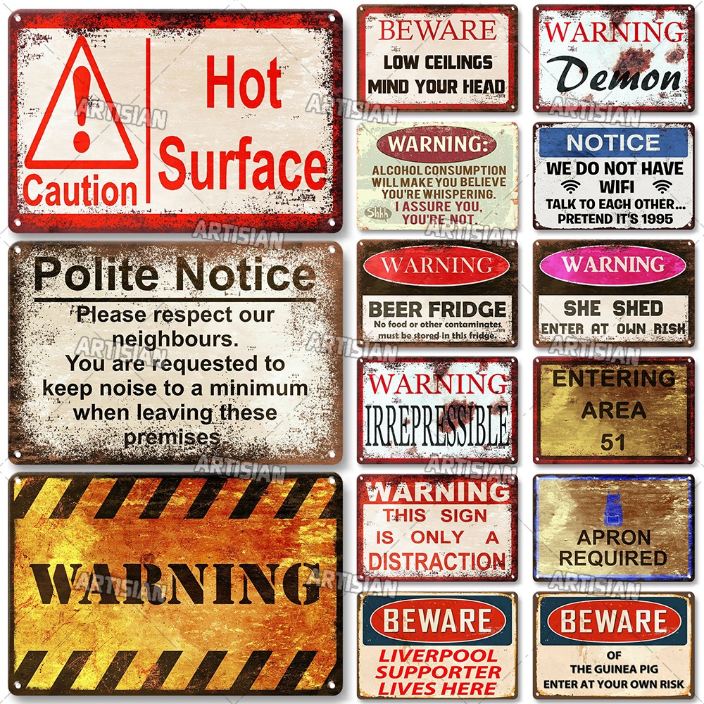 2024 Rusty Caution Metal Tin Sign Retro Decorative Plate Warning Metal ...