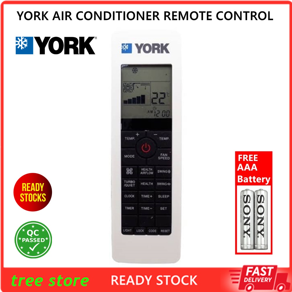 (FREE BATTERY) NEW MODEL YORK AIR CONDITIONER REMOTE CONTROL - READY ...