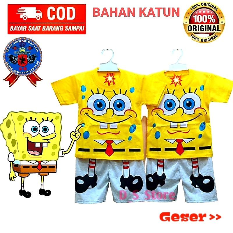 SPONGEBOB CHILDREN'S CLOTHING SET FOR CHILDREN 2-10 YEARS Baju Budak ...