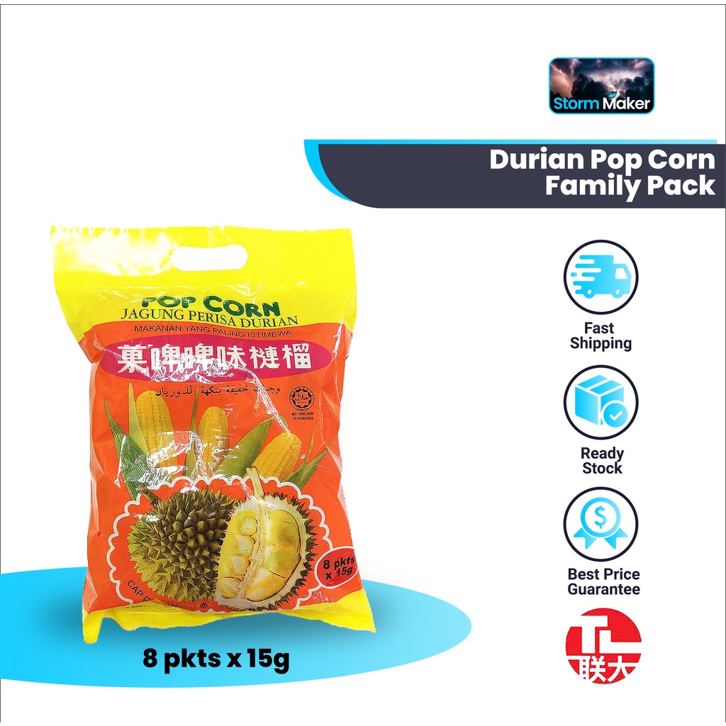 DURIAN POP CORN FAMILY PACK 8PKTSX15G (8DP) Popcorn Durian Childhood ...