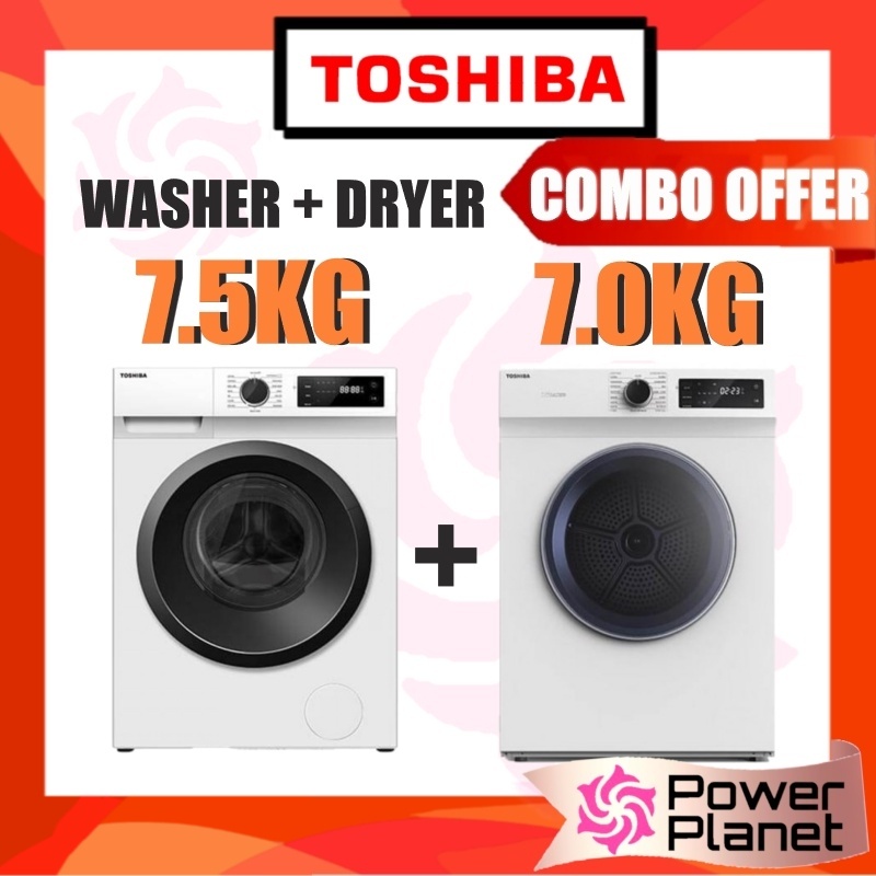 [COMBO OFFER] Toshiba 7.5KG TW-BH85S2M Washer ( Mesin Basuh ) + TD-H80SEM 7KG Dryer | Shopee ...
