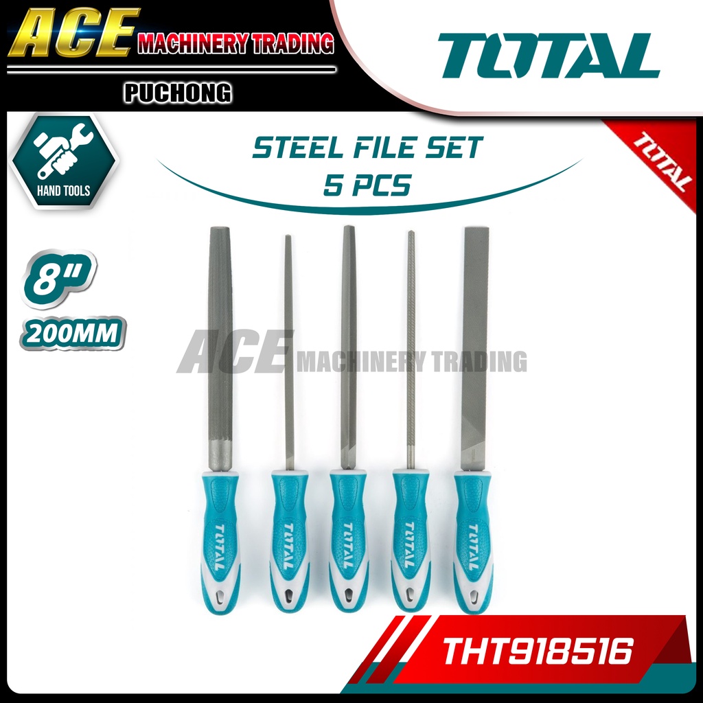 [ TOTAL ] 8”-200MM 5 pcs STEEL FILE SET - THT918516 [100% ORIGINAL ...