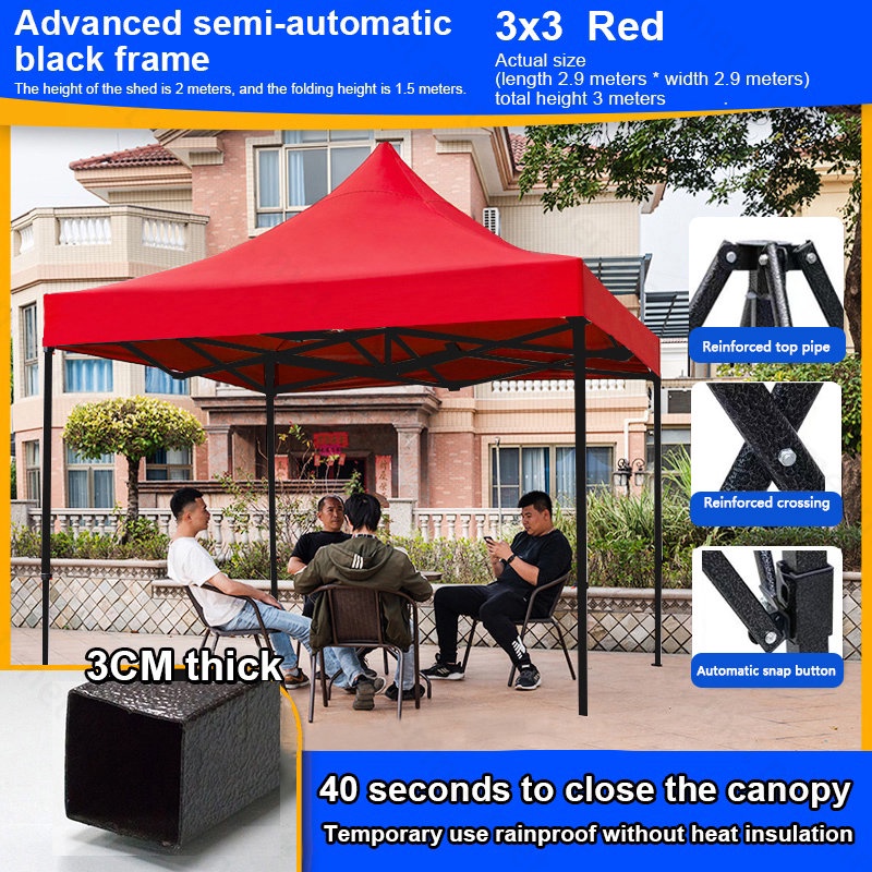 kain khemah 10x10 Feet Full Set Roof 3x3m Foldable Canopy Tent Night ...