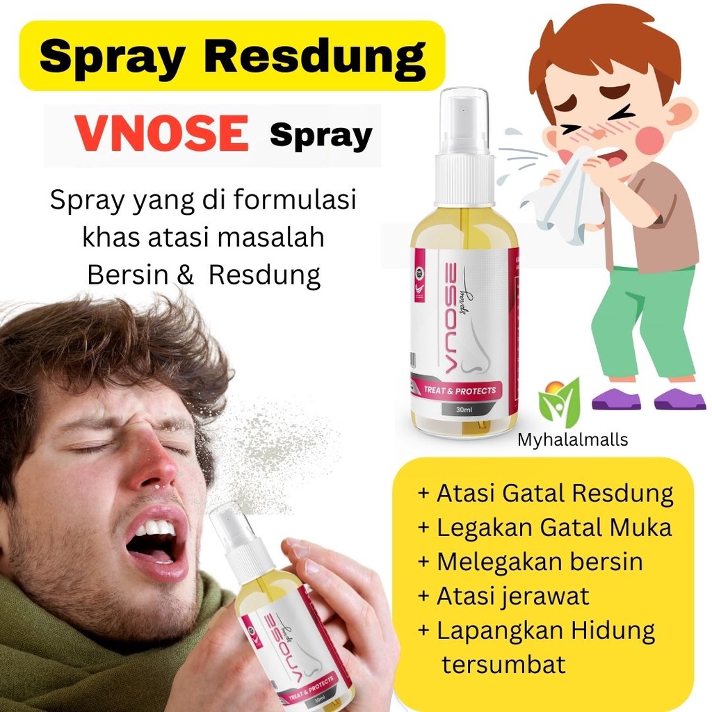 VNOSE Spray Resdung - Anti Resdung , gatal Muka, Atasi Bersin, Hidung ...