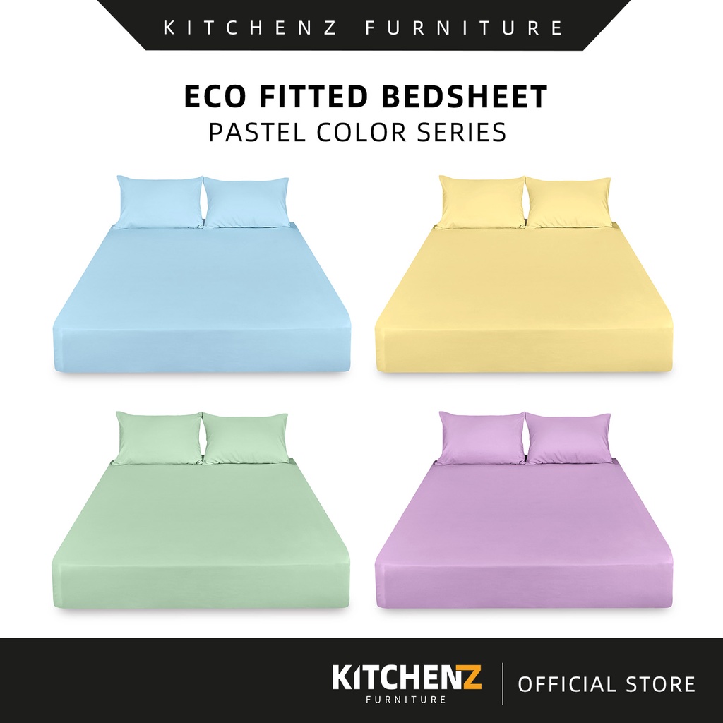 KUN Sabah Pastel Color Series Premium Fitted Bedsheet Only/Cadar Tilam ...