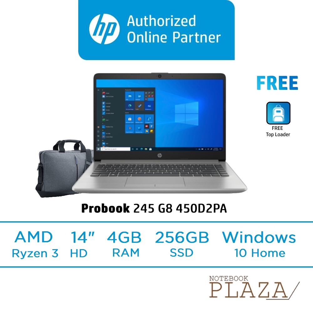 HP Laptop 245 G8 Notebook - Silver (14" HD/AMD Ryzen 3-3300U/4GB Ram ...