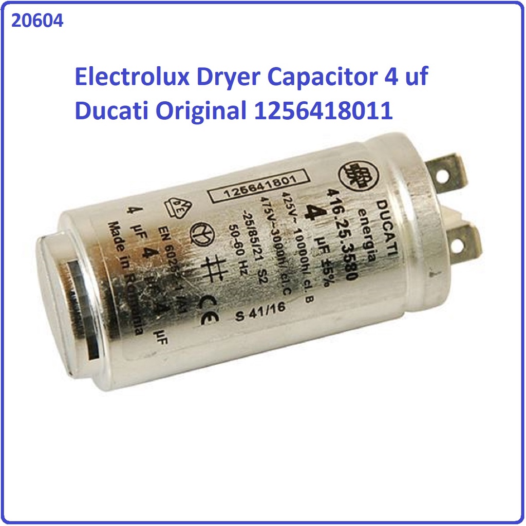 Electrolux EDP2074PDW / EDC2086PDW / EDC67550W 4 uf Dryer Capacitor ...