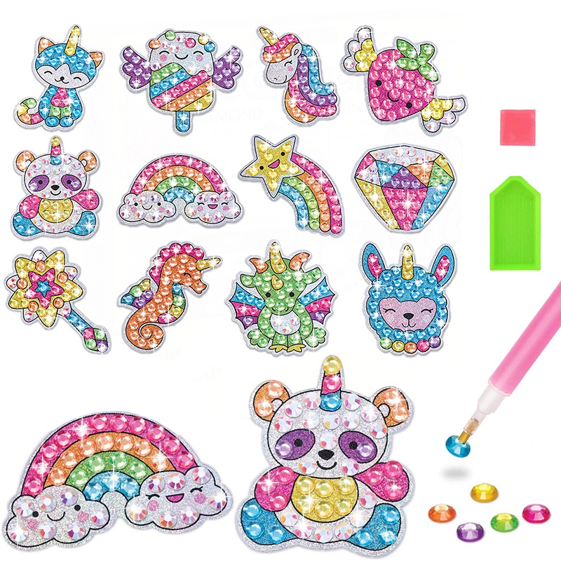 12 Stickers DIY Diamond Sticker Bead Painting Kit Kids Art and Craft ...