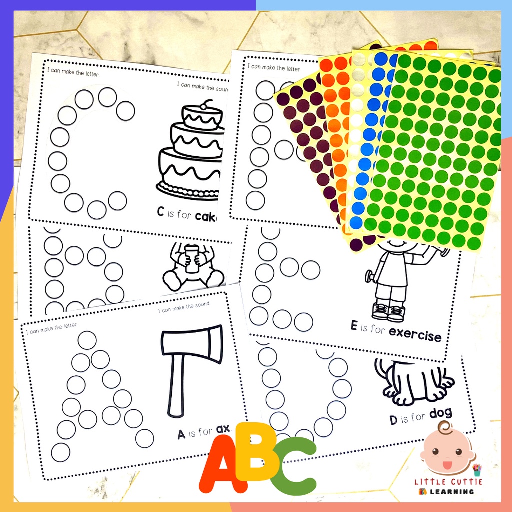 LITTLE CUTTIE Capital Letter Alphabet Do a Dot Worksheet Montessori ...