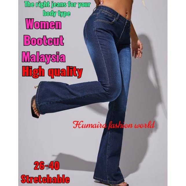🔥 Seluar Bootcut Perempuan / Women Bootcut jeans stretchable high ...