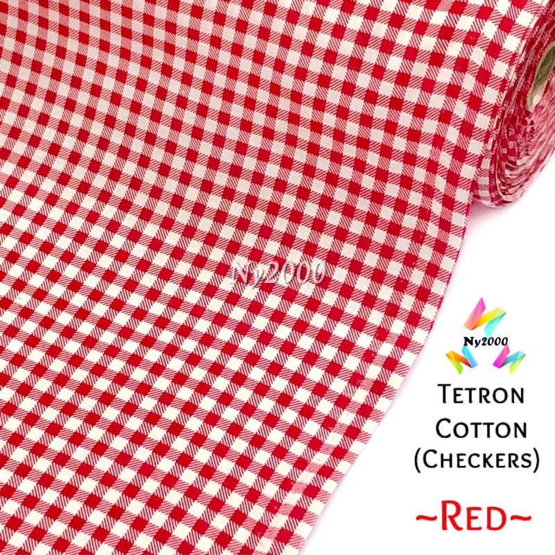 Kain Tetron Cotton TC (Polyester) Corak Petak Kecil 5mm (Bidang 48 inci ...