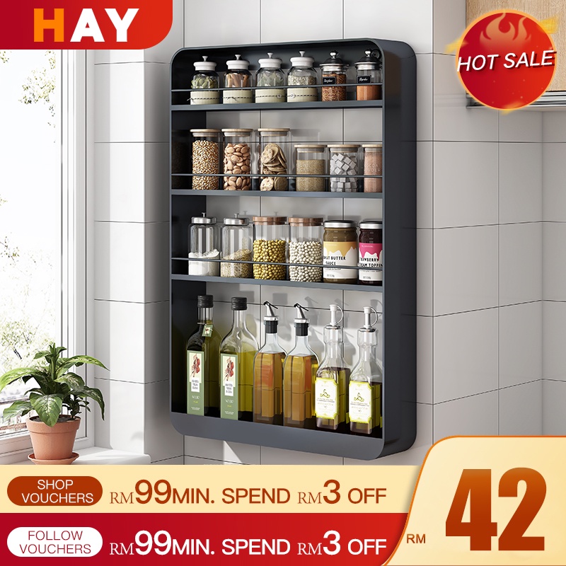 Kitchen Spice Rack Rak Dapur Stainless Steel Wall-mounted Spice Rack ...