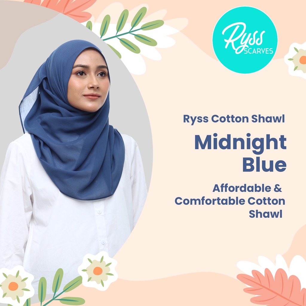 SALE!! Ryss Premium Cotton Shawl (Midnight Blue) | Shopee Malaysia