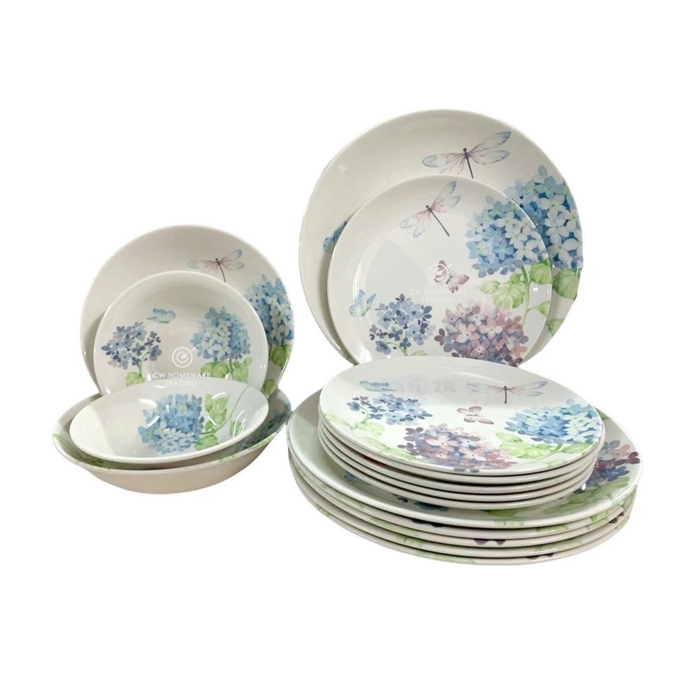 Claytan 1802FS Hydrangea Garden 12Pcs/16Pcs (4Pax / 6Pax) Set Pinggan ...