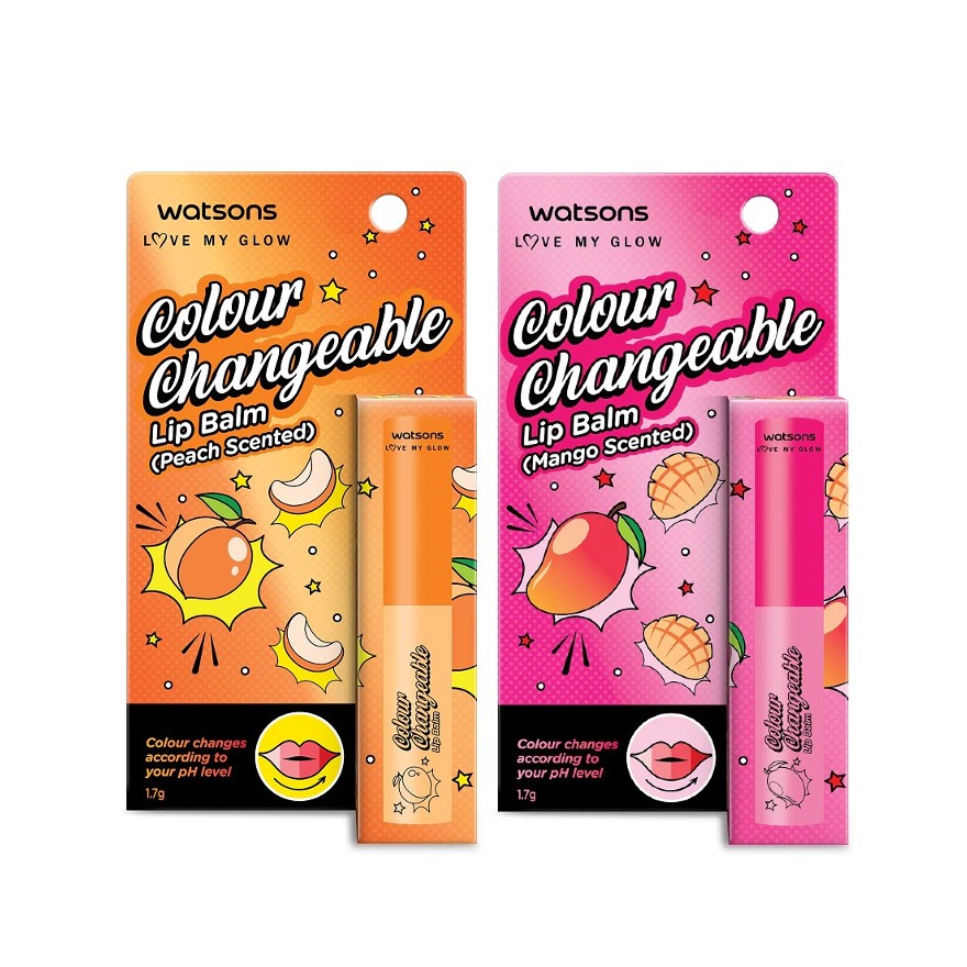 Watsons Love My Glow Colour changeable lip balm Peach / Mango 1.7g ...