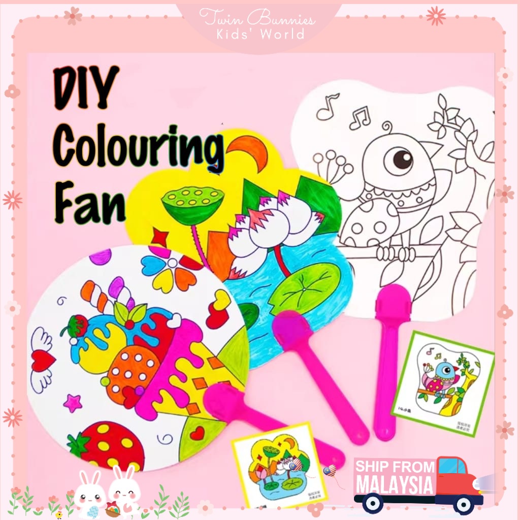TB Art and Craft for Kindergarten 1pc DIY Colouring Fan Drawing Goodies ...