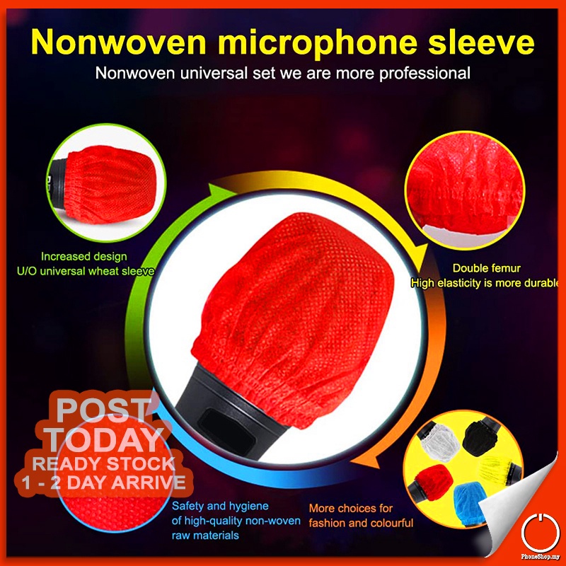 𝟐𝐏𝐂𝐒 𝐈𝐍 𝟏 Disposable Non Woven Mic Cover KTV Karaoke Microphone Cap ...