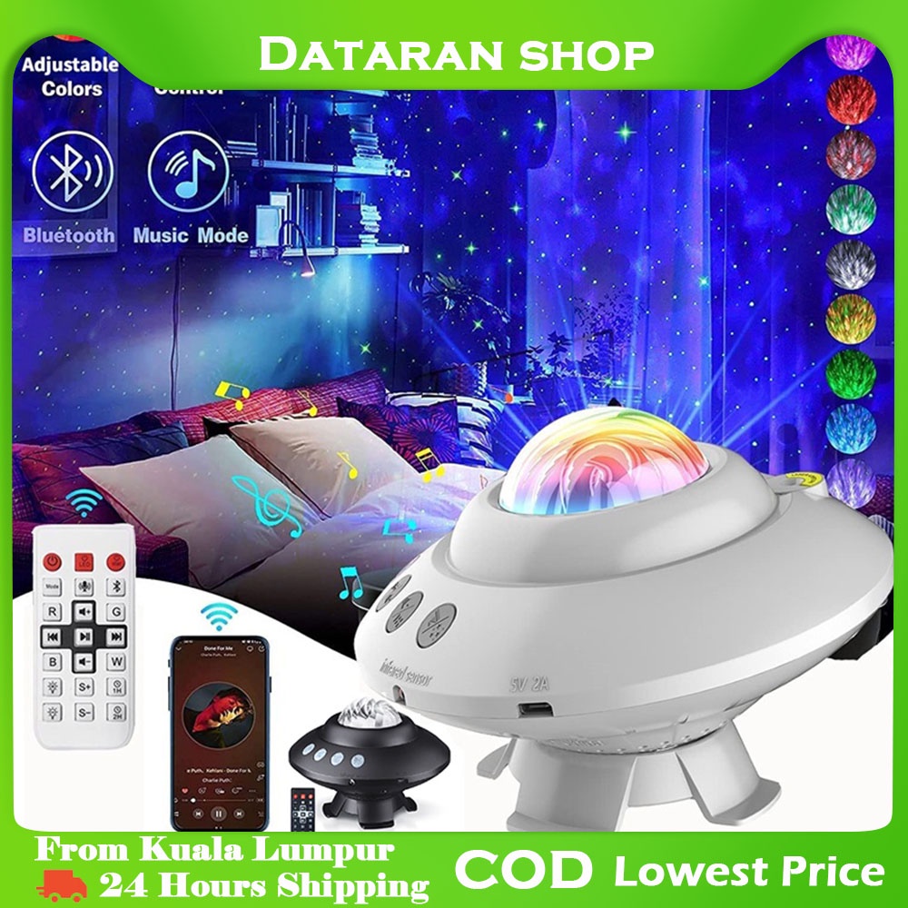Galaxy Music Starry Water Wave LED Nite Night Sky Projector Bedside ...