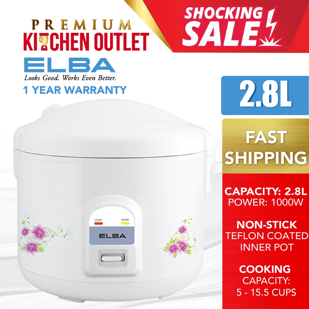 Elba 2.8L Jar Rice Cooker ERC-E2851(WH) | Cook & Automatic Keep Warm ...