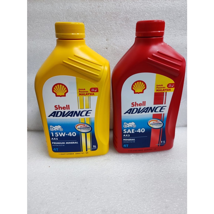 4T Shell ADVANCE SAE40 15W-40 AX3 AX5 engine oil minyak hitam | Shopee ...