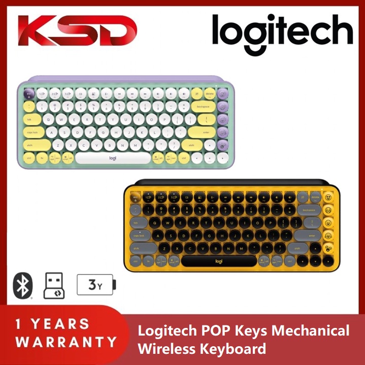 Logitech POP Keys Mechanical Wireless Keyboard with Customizable Emoji ...