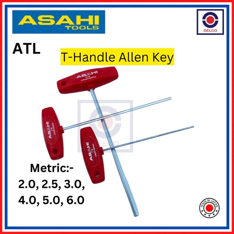 ASAHI JAPAN (2mm - 6mm) ATL T-Handle Allen Key 2mm 2.5mm 3mm 4mm 5mm ...