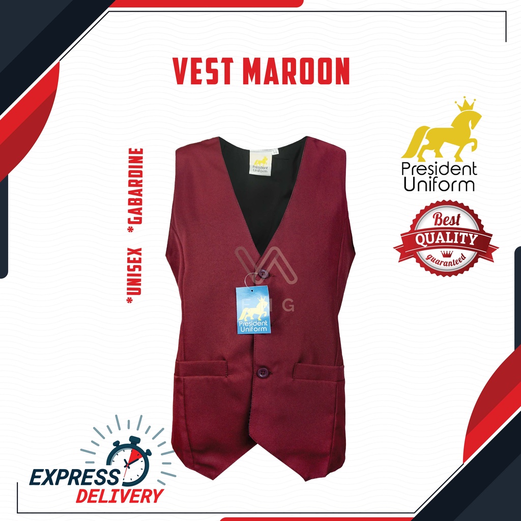 VEST MAROON PENGAWAS READY STOCK !!! VEST SEKOLAH RENDAH DAN MENENGAH / PV005 - PRESIDENT ...