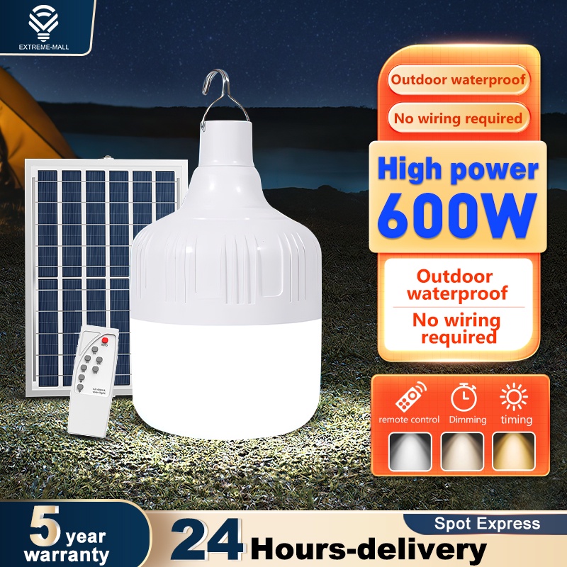 Solar Light 600W Outdoor Portable Solar Powered Led Bulb Charged Garden ...