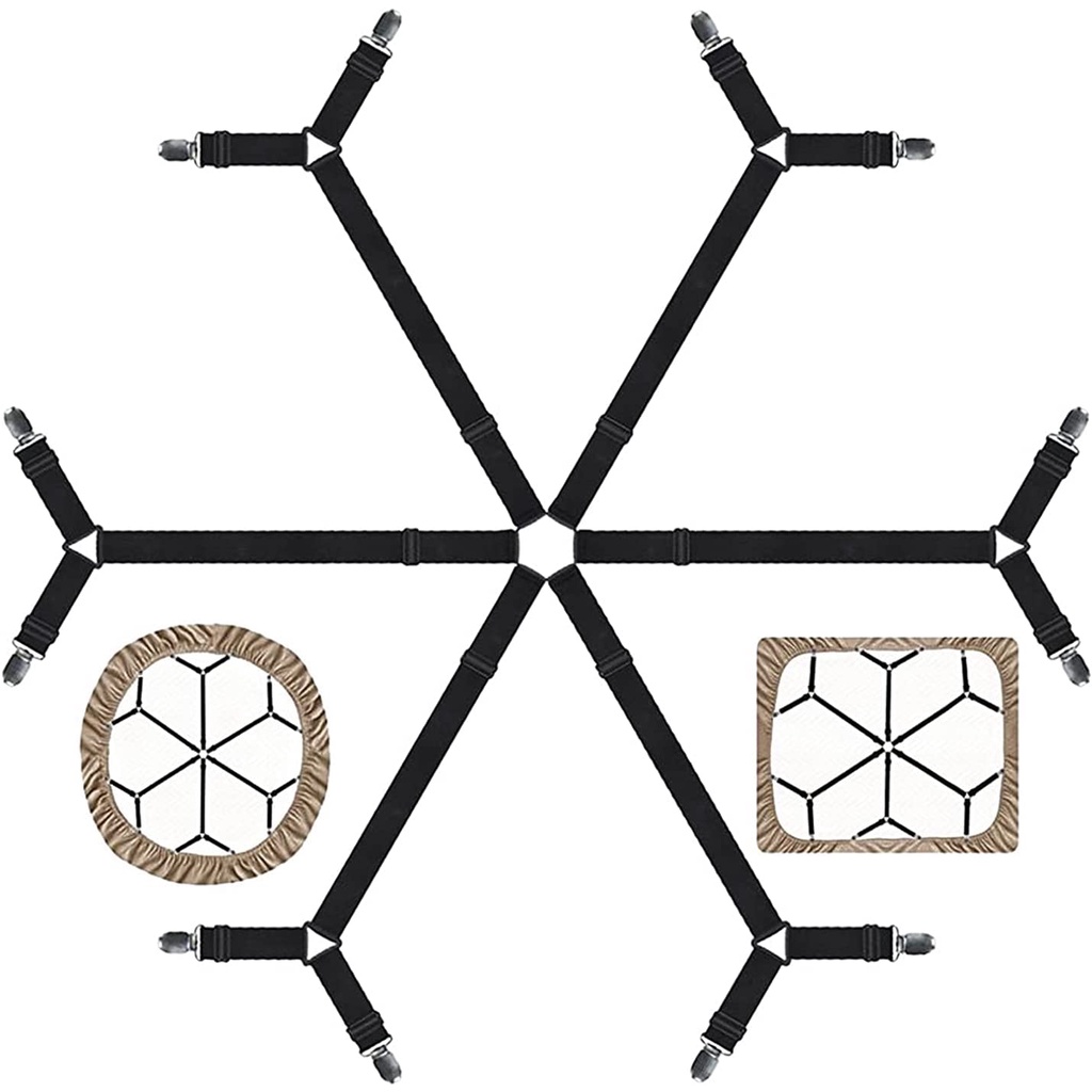 12 Clips in 1 Adjustable Bed Fitted Sheet Straps Gripper Holder Elastic ...