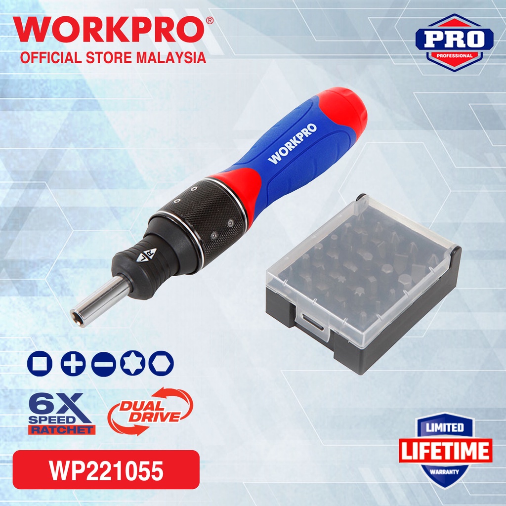 WORKPRO 6X-Speed Double Drive Screwdriver Set (32 Pcs) | Shopee Malaysia