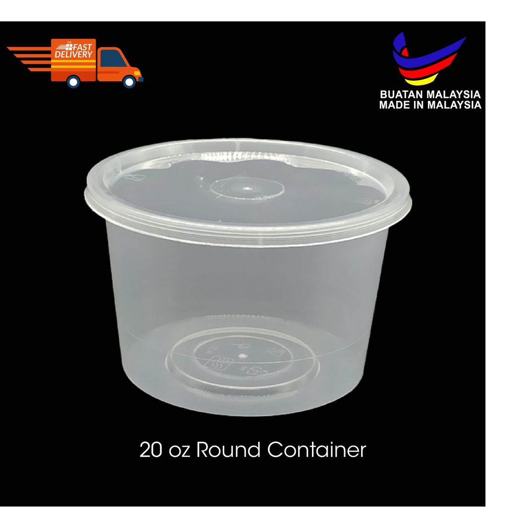 20oz Microwavable Round Disposable Plastic Food Container (50 sets ...