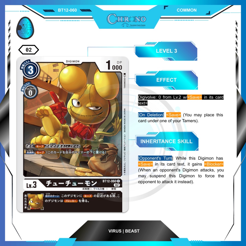BT12-060 | ChuuChuumon | Common | Digimon Card Single | Chrono TCG ...