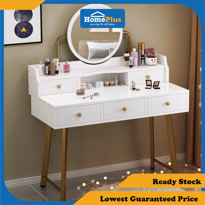 HOMEPLUS Multipurpose Dressing Table with LED Mirror Meja Makeup Desk ...