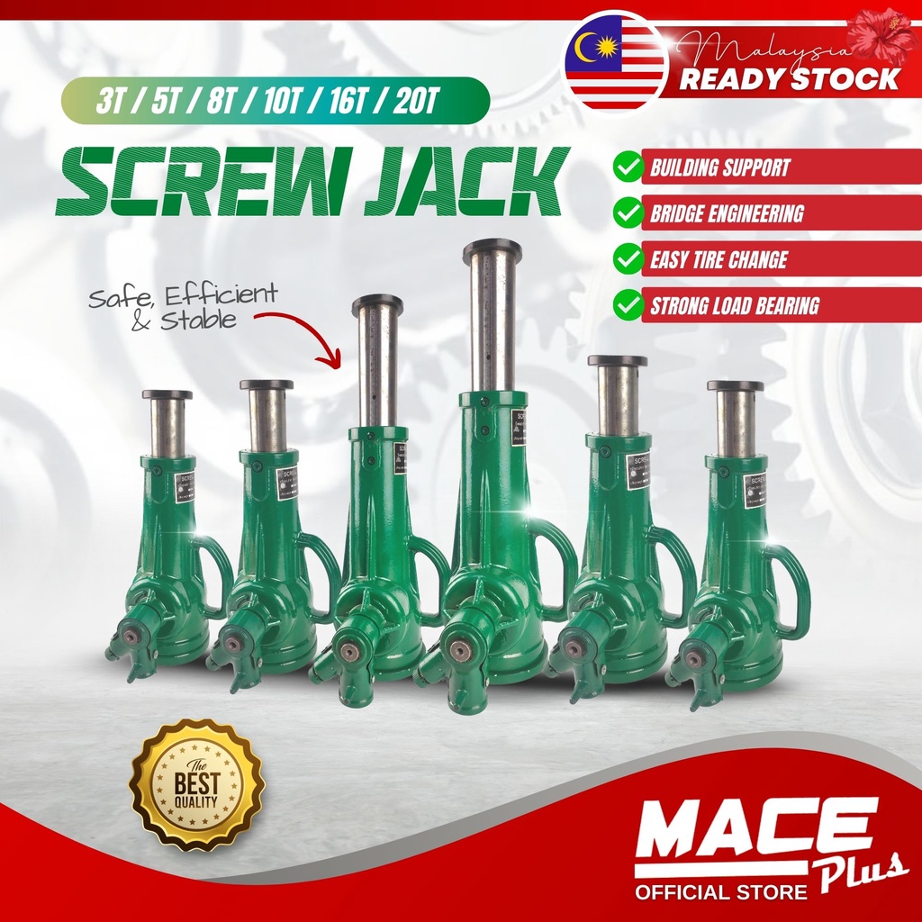 Screw Jack Hardware Tool Hand Crank Mechanical Gear Manual Hand Skru Jack Mekanikal 3T 5T 8T 10T ...
